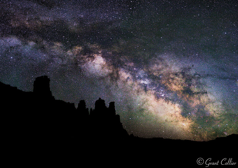 Milky Way over Fisher Towers, Moab, Utah