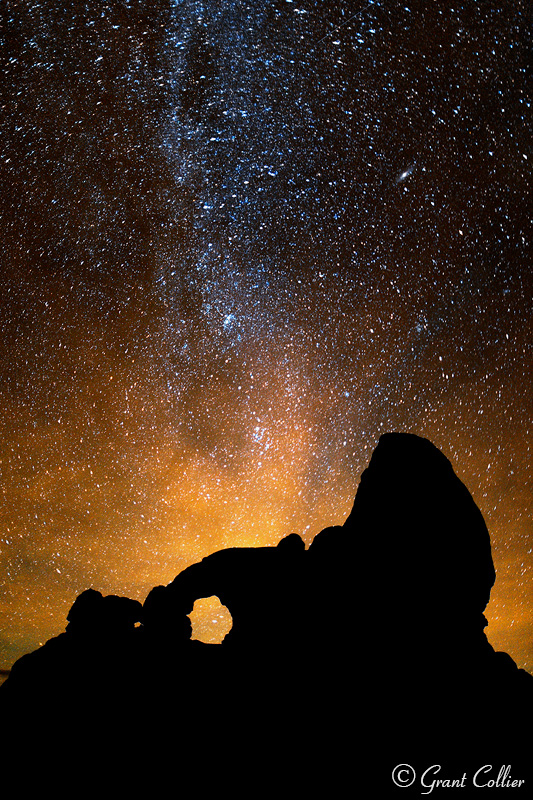 Turret Arch, stars, night, Arches National Park